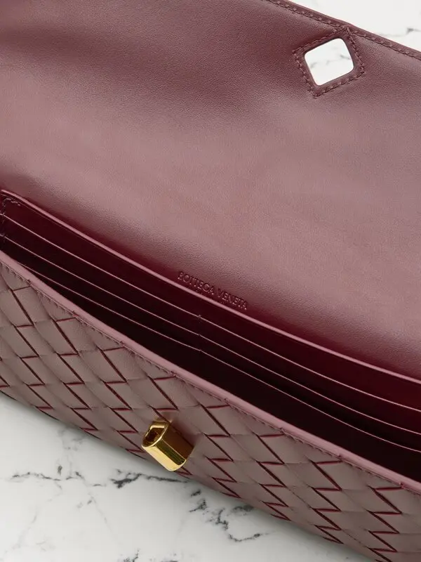 Bottega Veneta Long Andiamo Intrecciato Clutch - Burgundy