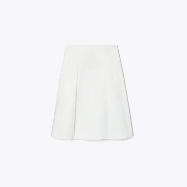 Tory Burch Pleated Twill Skirt - White