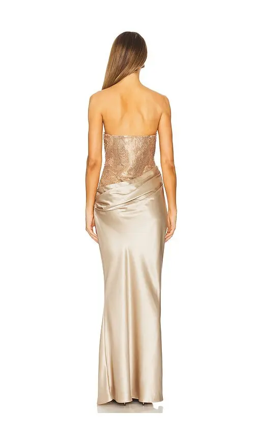 Retrofete Alexandra Sequin And Satin Gown - Latte