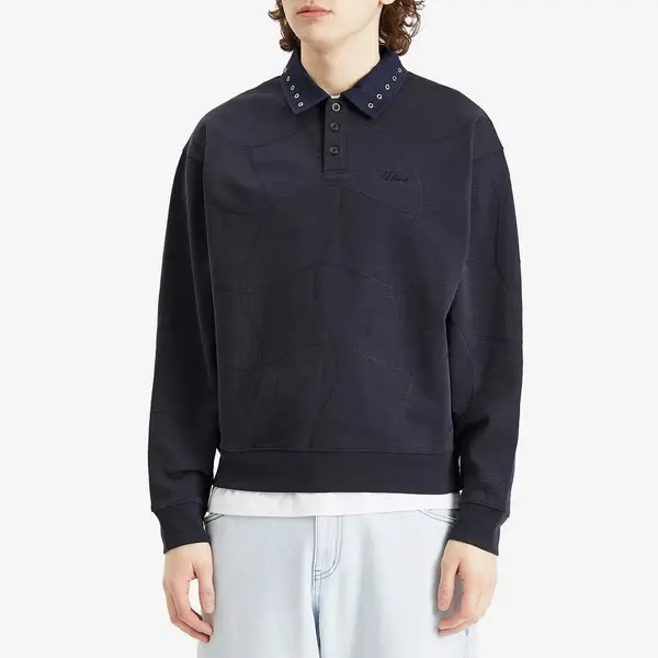 Dime Wave Rugby Sweatshirt - Navy | Editorialist
