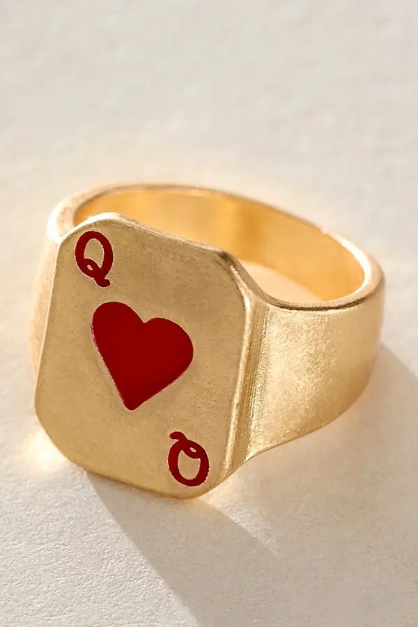 Free People Ace Ring - Gold With Queen