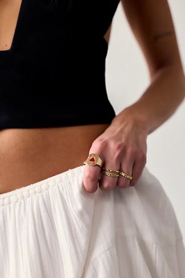 Free People Ace Ring - Gold With Queen