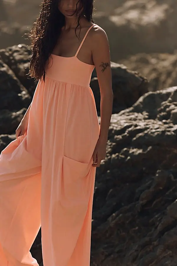 Free People Hot Shot Strappy Onesie - Pastel Peach