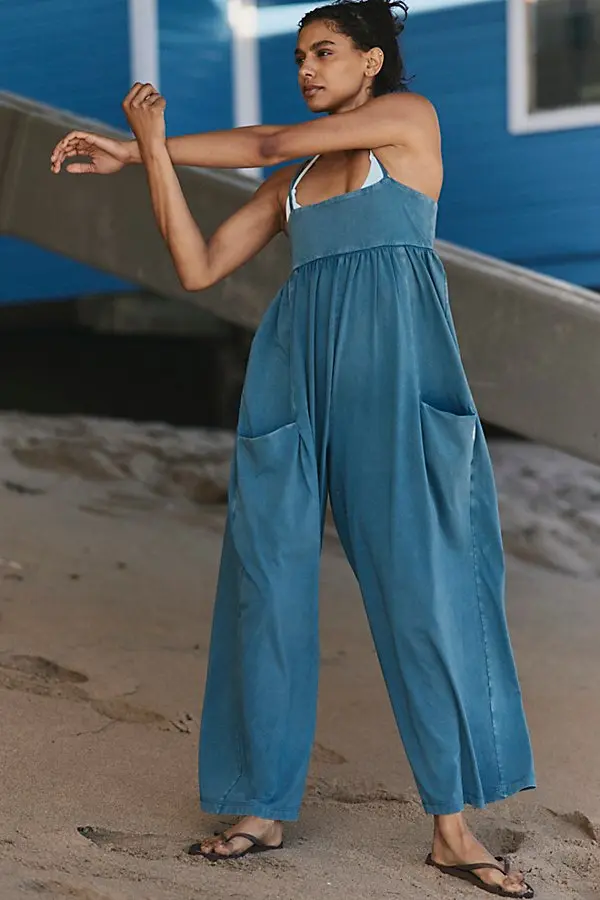 Free People Hot Shot Strappy Onesie - Riptide