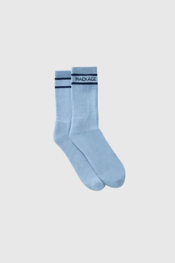 Mackage Branded Crew Socks - Fog Blue-tide