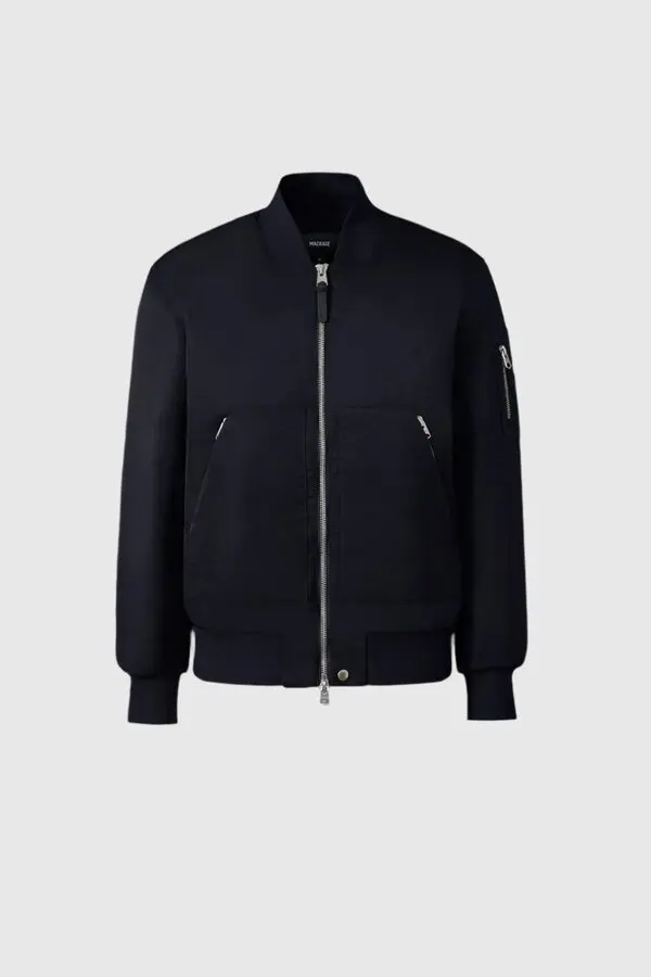 Mackage Emilio Satin Bomber Jacket - Navy