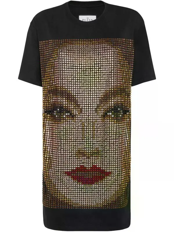 Philipp Plein Rhinestone-embellished Jersey Dress