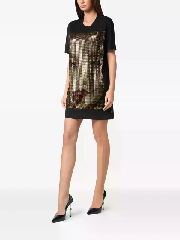 Philipp Plein Rhinestone-embellished Jersey Dress