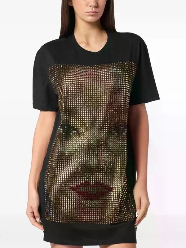 Philipp Plein Rhinestone-embellished Jersey Dress