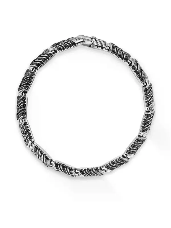 David Yurman Sterling Chevron-link Diamond Bracelet - Silver