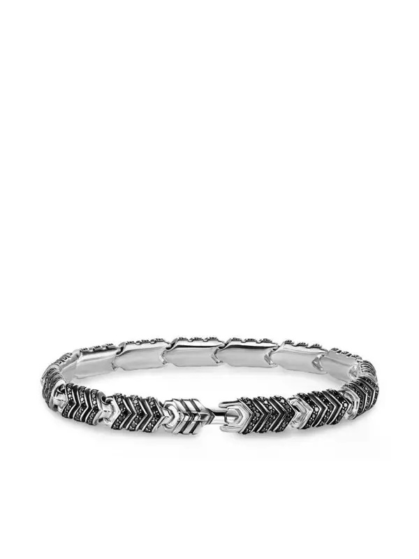 David Yurman Sterling Chevron-link Diamond Bracelet - Silver
