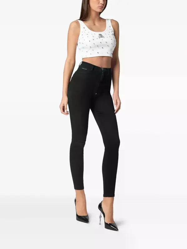 Philipp Plein Rhinestone-embellished Jersey Top