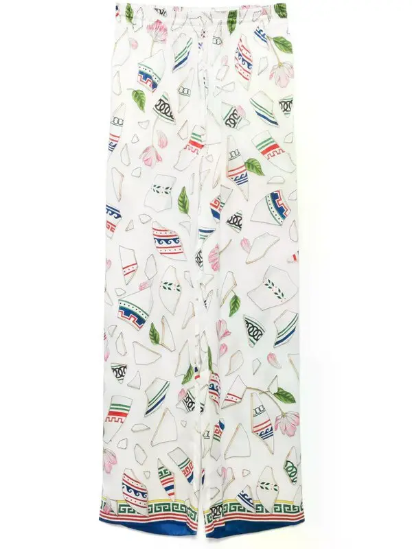 Casablanca Le Vase Brise Silk Trousers - White