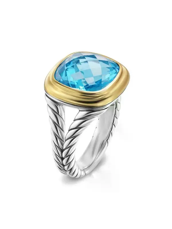 David Yurman 18kt Yellow Gold And Sterling Albion Topaz Ring - Silver