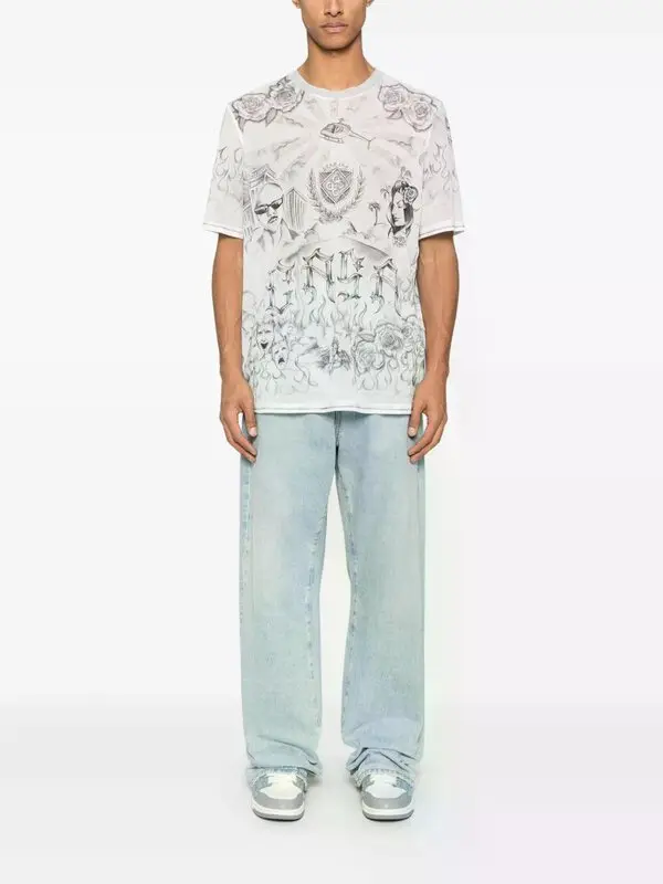 Casablanca Tattoo-print Mesh T-shirt