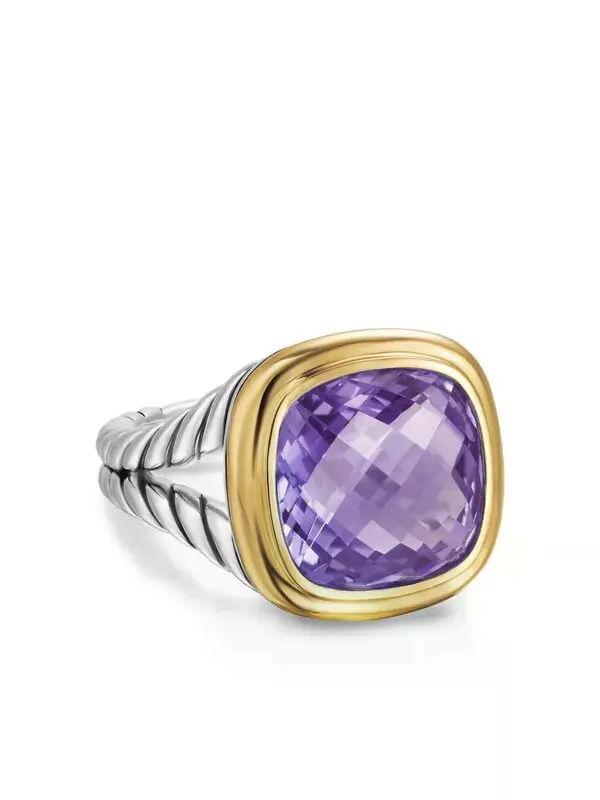 David Yurman 18kt Yellow Gold And Sterling Albion Amethyst Ring - Silver