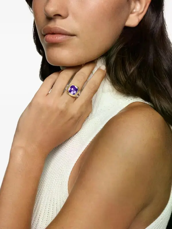 David Yurman 18kt Yellow Gold And Sterling Albion Amethyst Ring - Silver