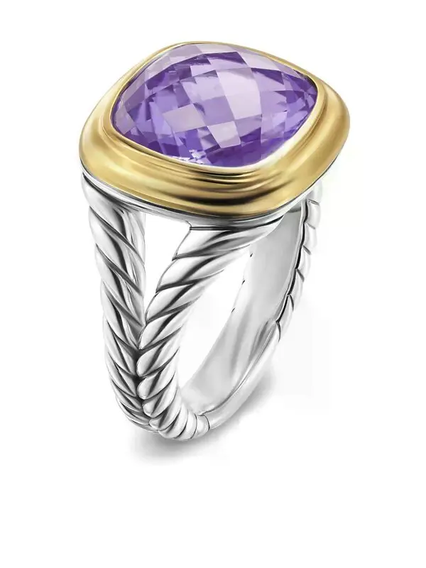 David Yurman 18kt Yellow Gold And Sterling Albion Amethyst Ring - Silver