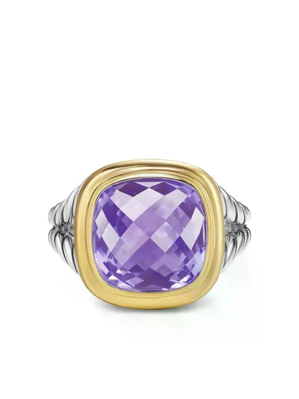 David Yurman 18kt Yellow Gold And Sterling Albion Amethyst Ring - Silver