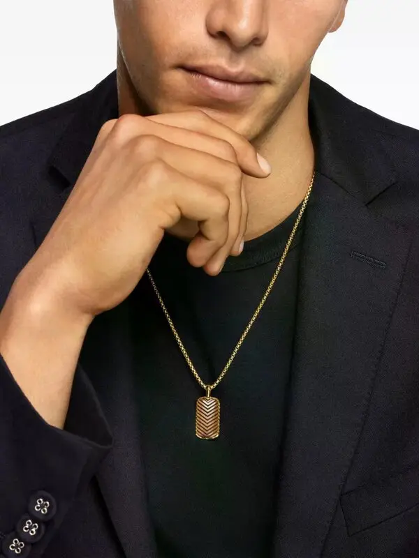 David Yurman 18kt Yellow Tiger Eye Chevron Pendant - Gold