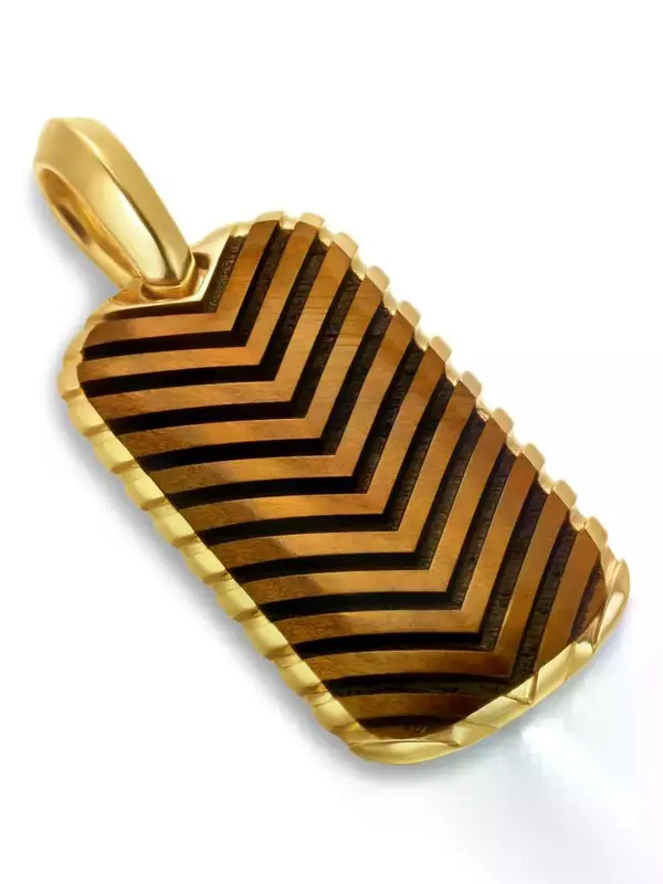 David Yurman 18kt Yellow Tiger Eye Chevron Pendant - Gold