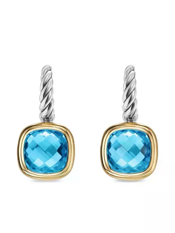 David Yurman 18kt Yellow Gold And Sterling Albion Topaz Drop Earrings - Silver