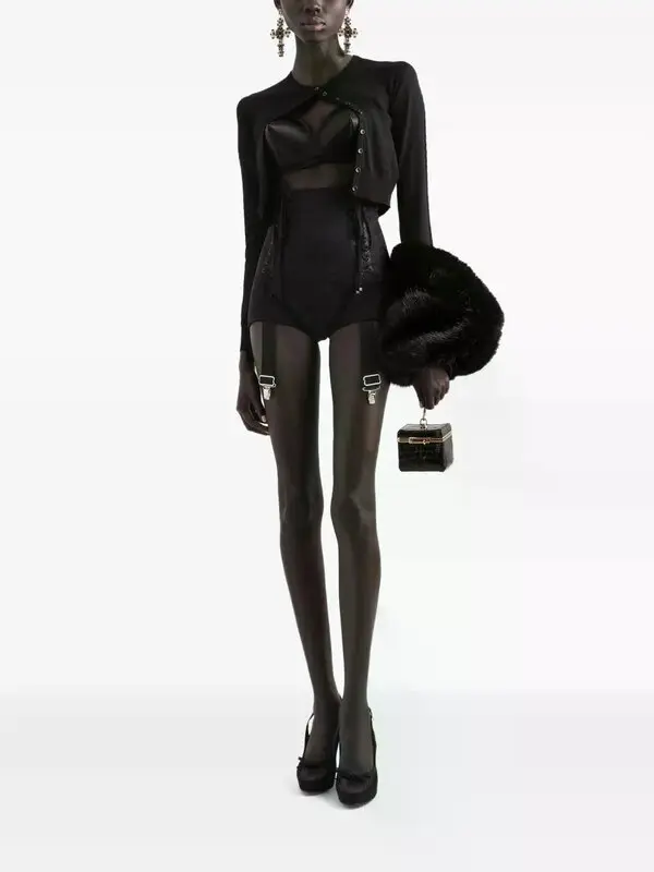 Dolce & Gabbana Ribbed Cropped Cardigan - Black