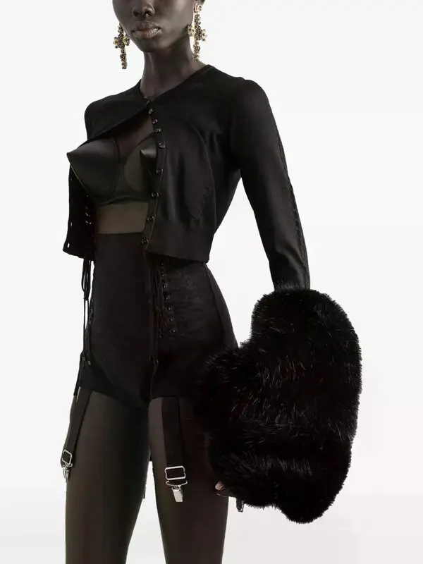 Dolce & Gabbana Ribbed Cropped Cardigan - Black