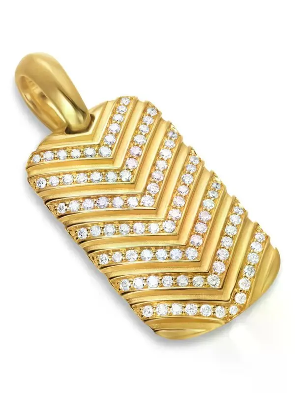 David Yurman 18kt Yellow Diamond Chevron Pendant - Gold