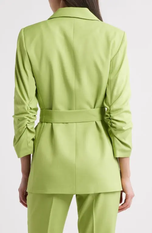 TAHARI ASL Ruched Sleeve Belted Jacket