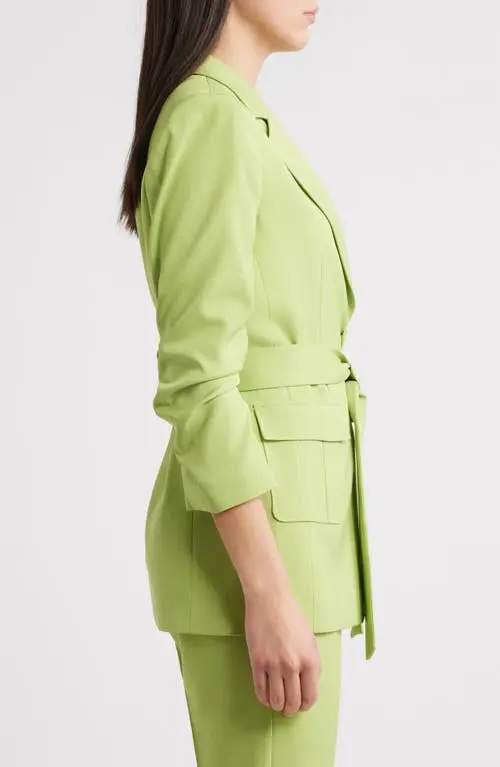 TAHARI ASL Ruched Sleeve Belted Jacket