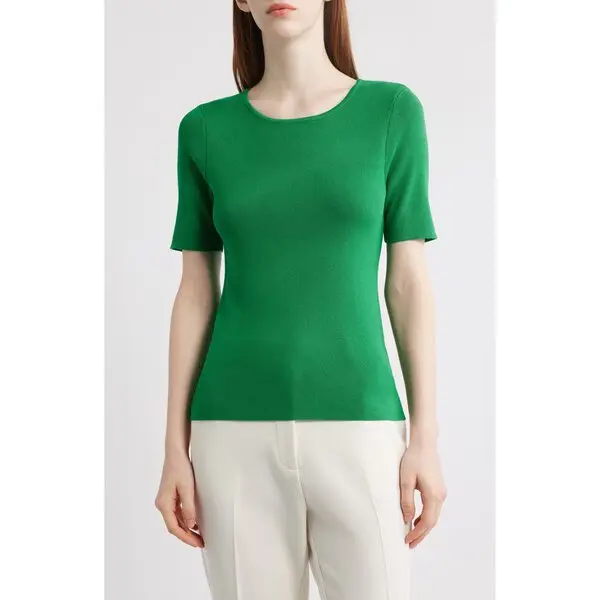 TAHARI ASL Short Sleeve Sweater - Emerald