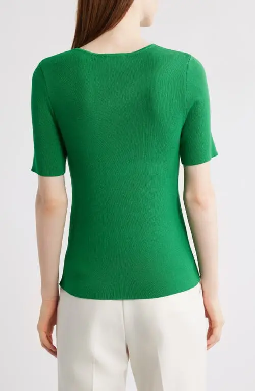 TAHARI ASL Short Sleeve Sweater - Emerald