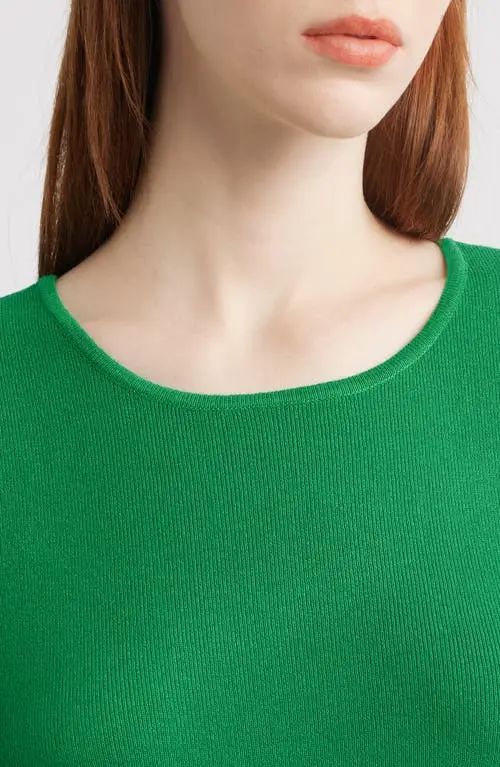 TAHARI ASL Short Sleeve Sweater - Emerald