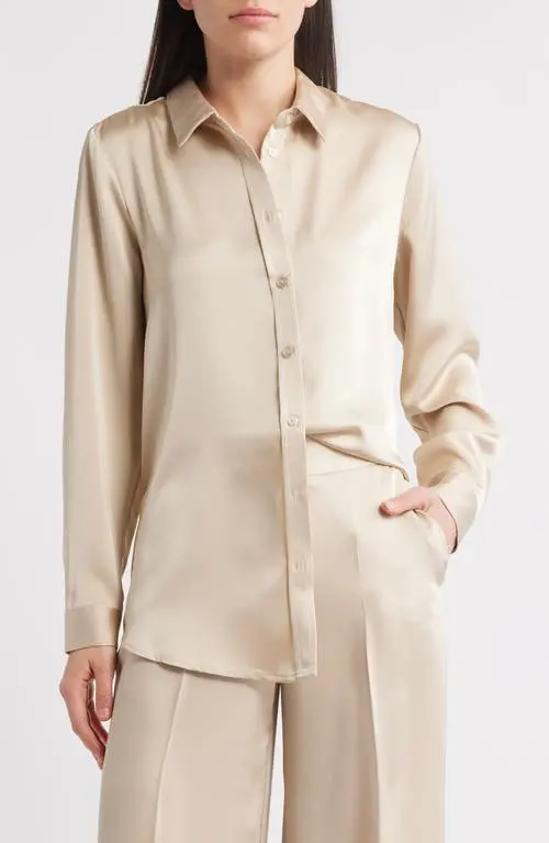 TAHARI ASL Satin Button-up Shirt