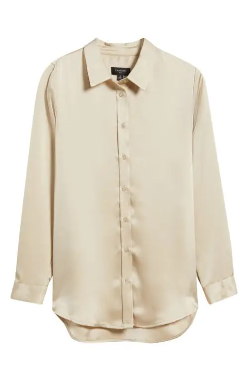TAHARI ASL Satin Button-up Shirt