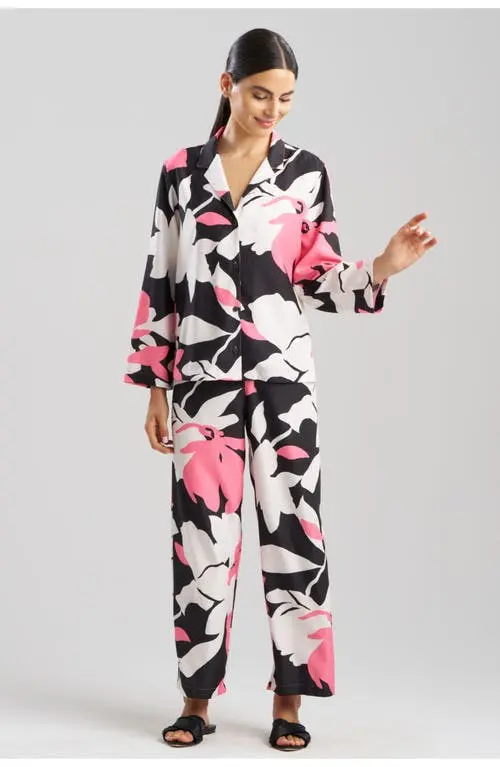 Natori Niwashi Notch Pj Set - Pink/black
