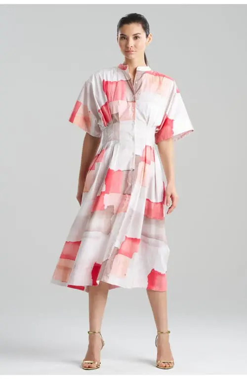 Natori Chiyo Pleat Release Dress - Coral