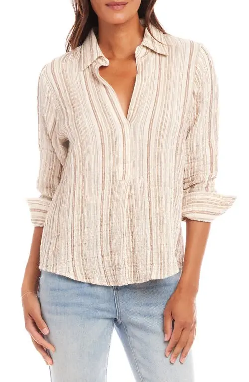 Karen Kane Textured Popover Shirt - Stripe