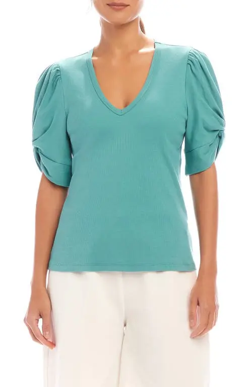 Karen Kane Twist Sleeve Rib Top