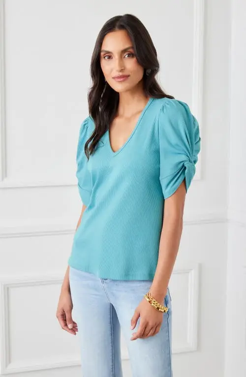 Karen Kane Twist Sleeve Rib Top