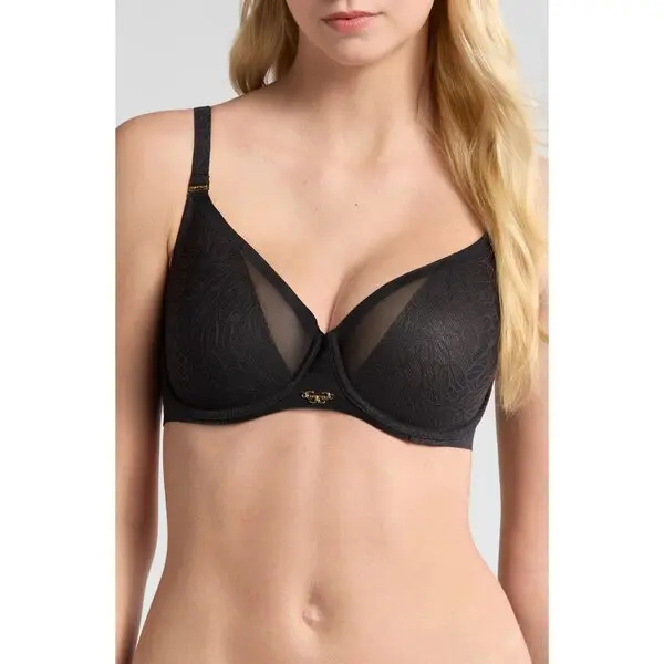 Chantelle Pure Lace Unlined Underwire Minimizer Bra - Black