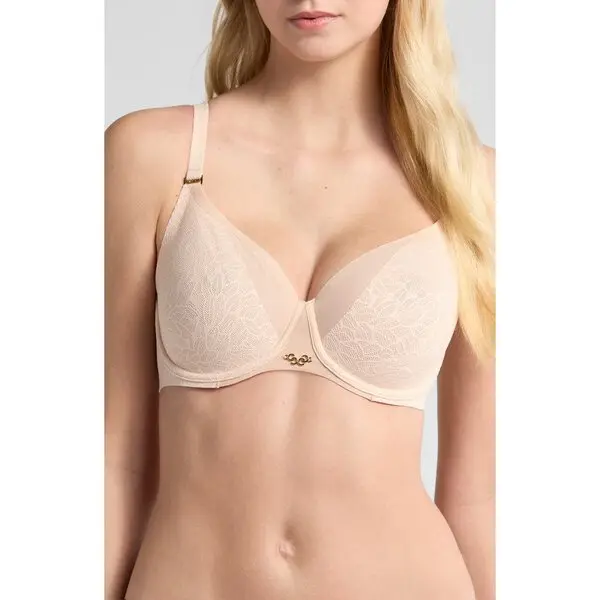 Chantelle Pure Lace Unlined Underwire Minimizer Bra - Blush