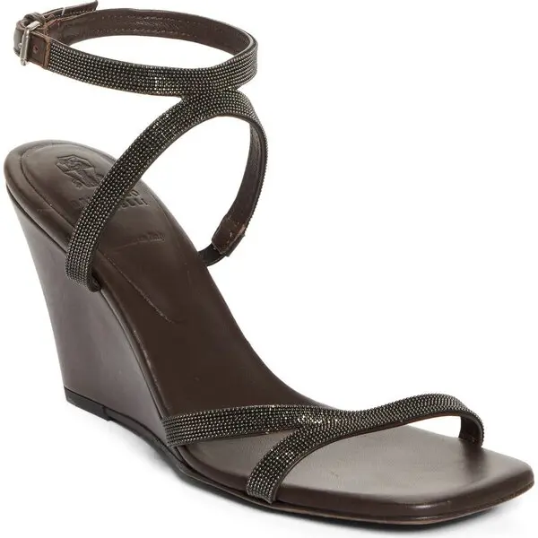 Brunello Cucinelli Monili Strap Wedge Sandal