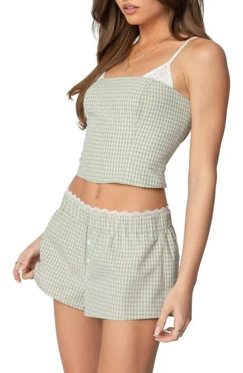 EDIKTED Lenorah Plaid Crop Top