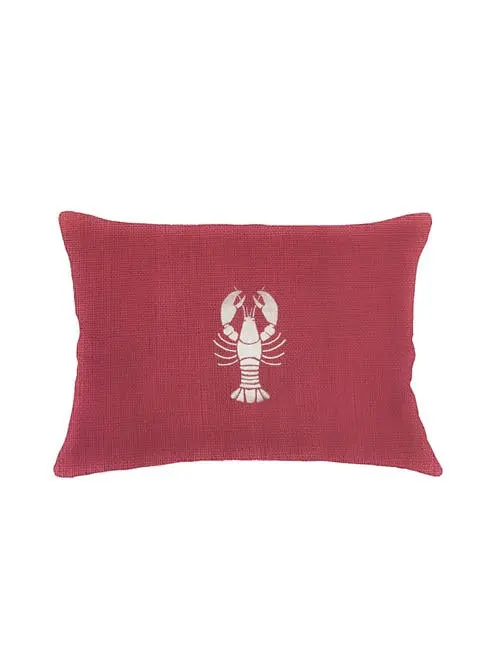 Anaya Lobster Trap Embroidered Linen Pillow With Down Alternative Insert - White