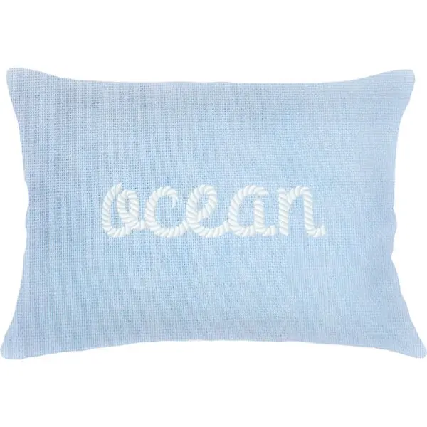 Anaya Ocean Knot Embroidered Linen Pillow With Down Insert - White