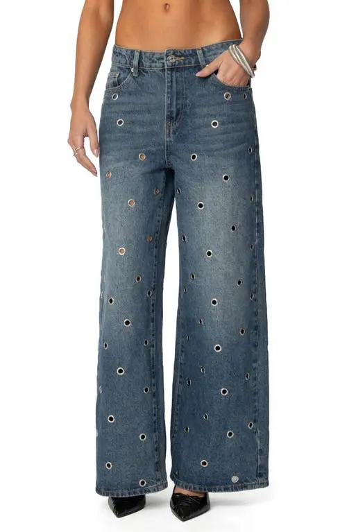 EDIKTED Jainie Grommet Low Rise Jeans