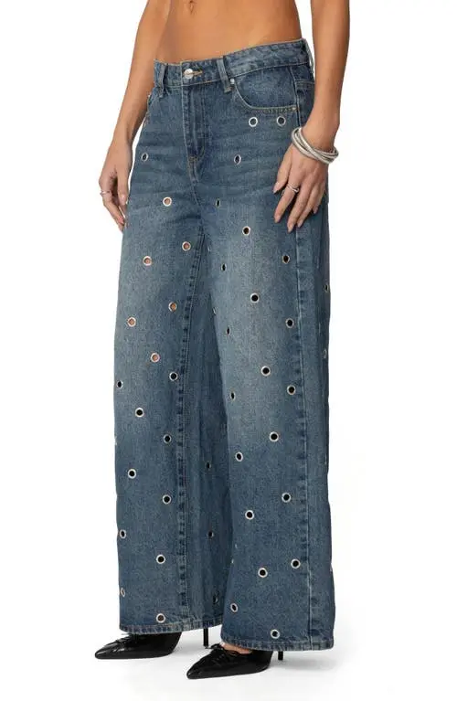 EDIKTED Jainie Grommet Low Rise Jeans