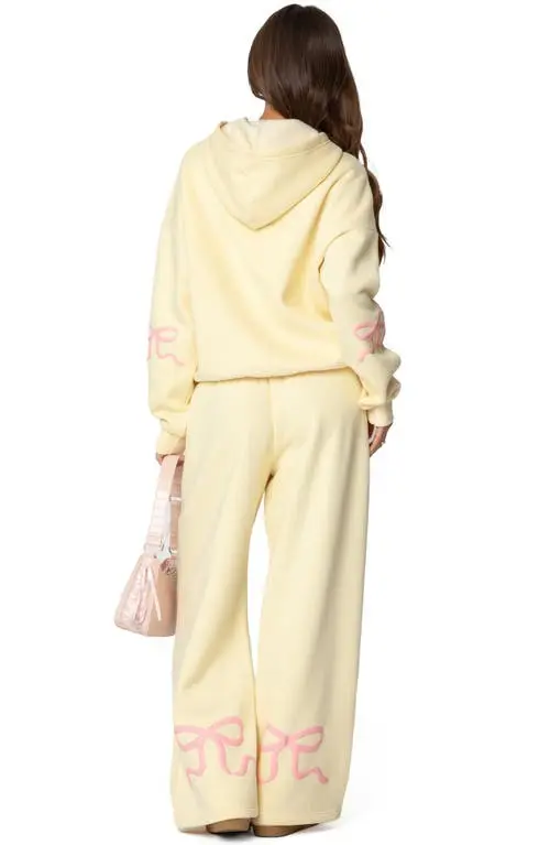 EDIKTED Bonney Bow Detail Sweatpants - Yellow